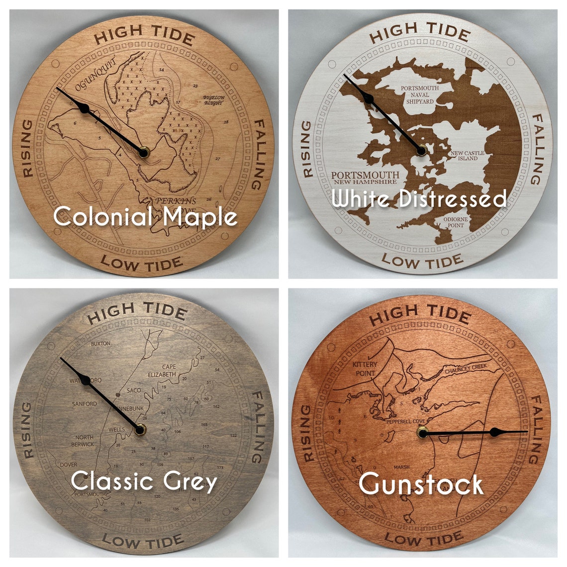Bidderford, ME Tide Clock - Custom Hand Made, Stained or White Wash ...