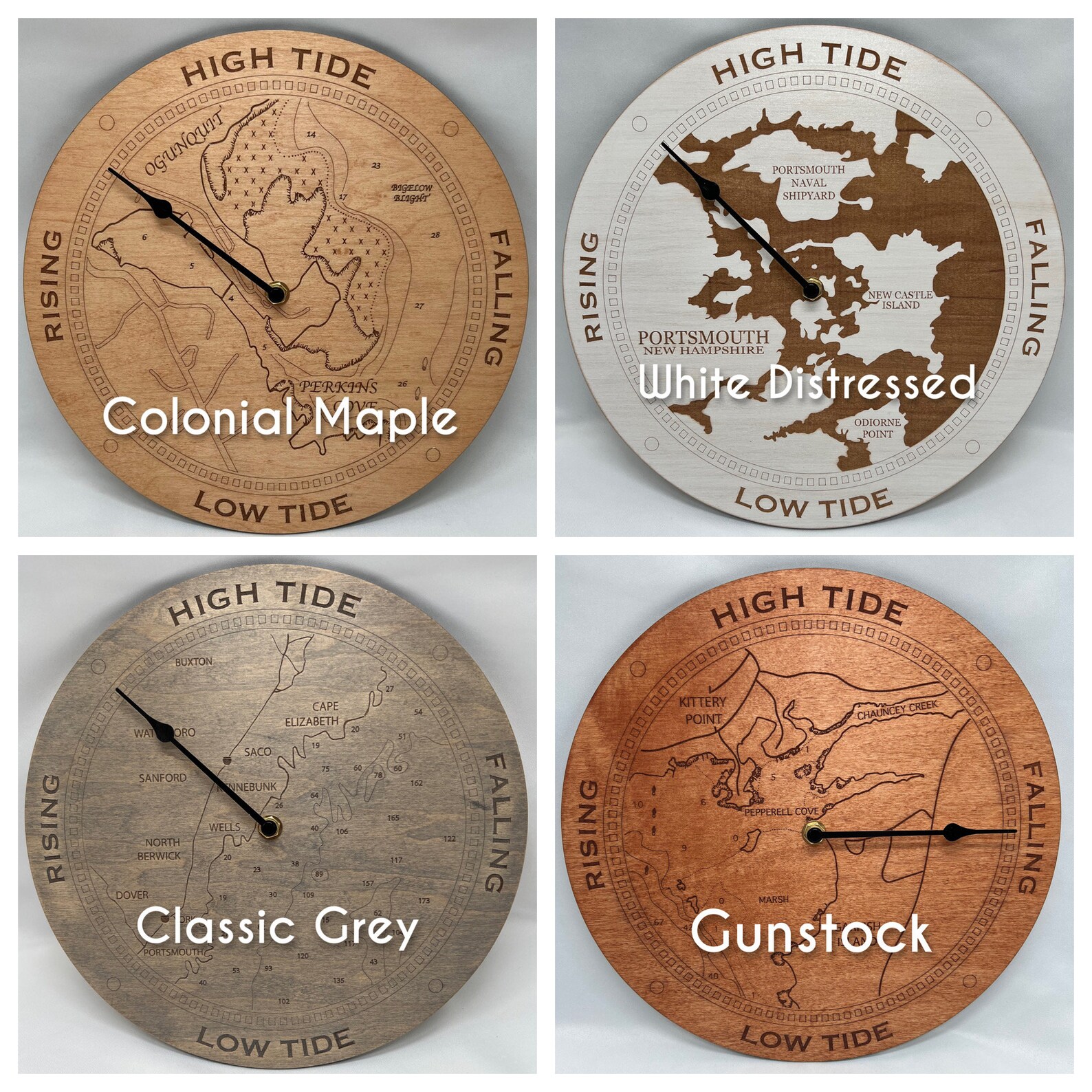 Bidderford, ME Tide Clock - Custom Hand Made, Stained or White Wash ...