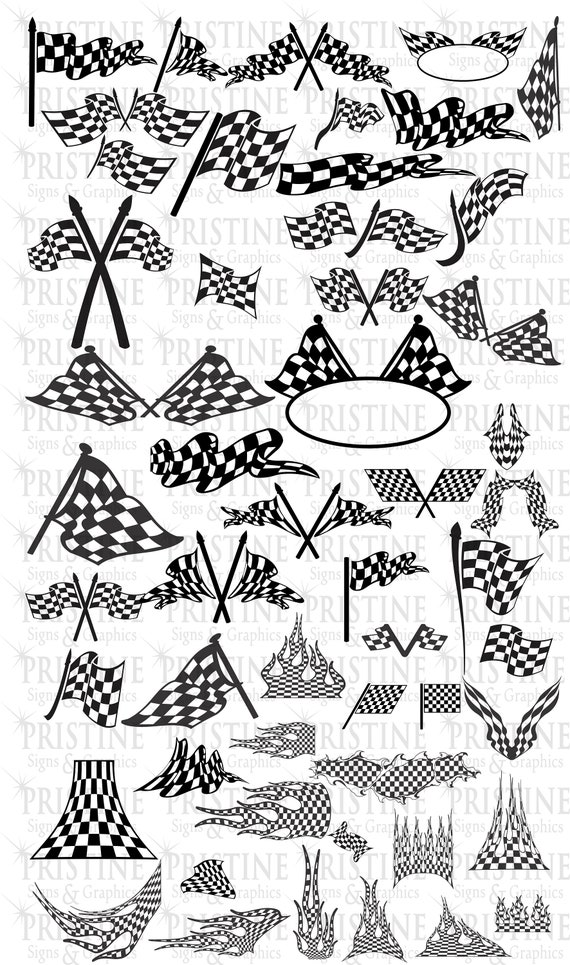 Checkered Flags/flames Digital Pngsvg Bundle 50designs | Etsy