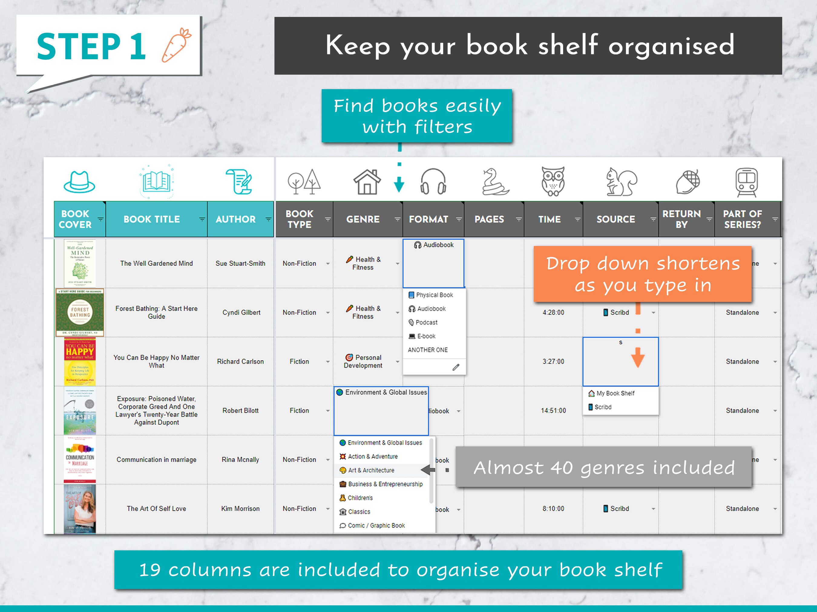 Reading Tracker Google Sheets Template | Reading Log | Reading Journal ...