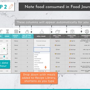 Daily Food Journal Template for Google Sheets | Food Diary | Food ...
