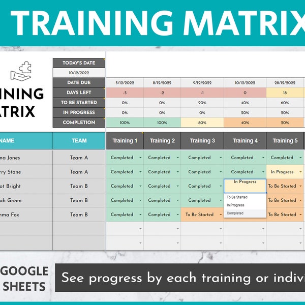 Employee Training Google Sheet Tracker - Etsy