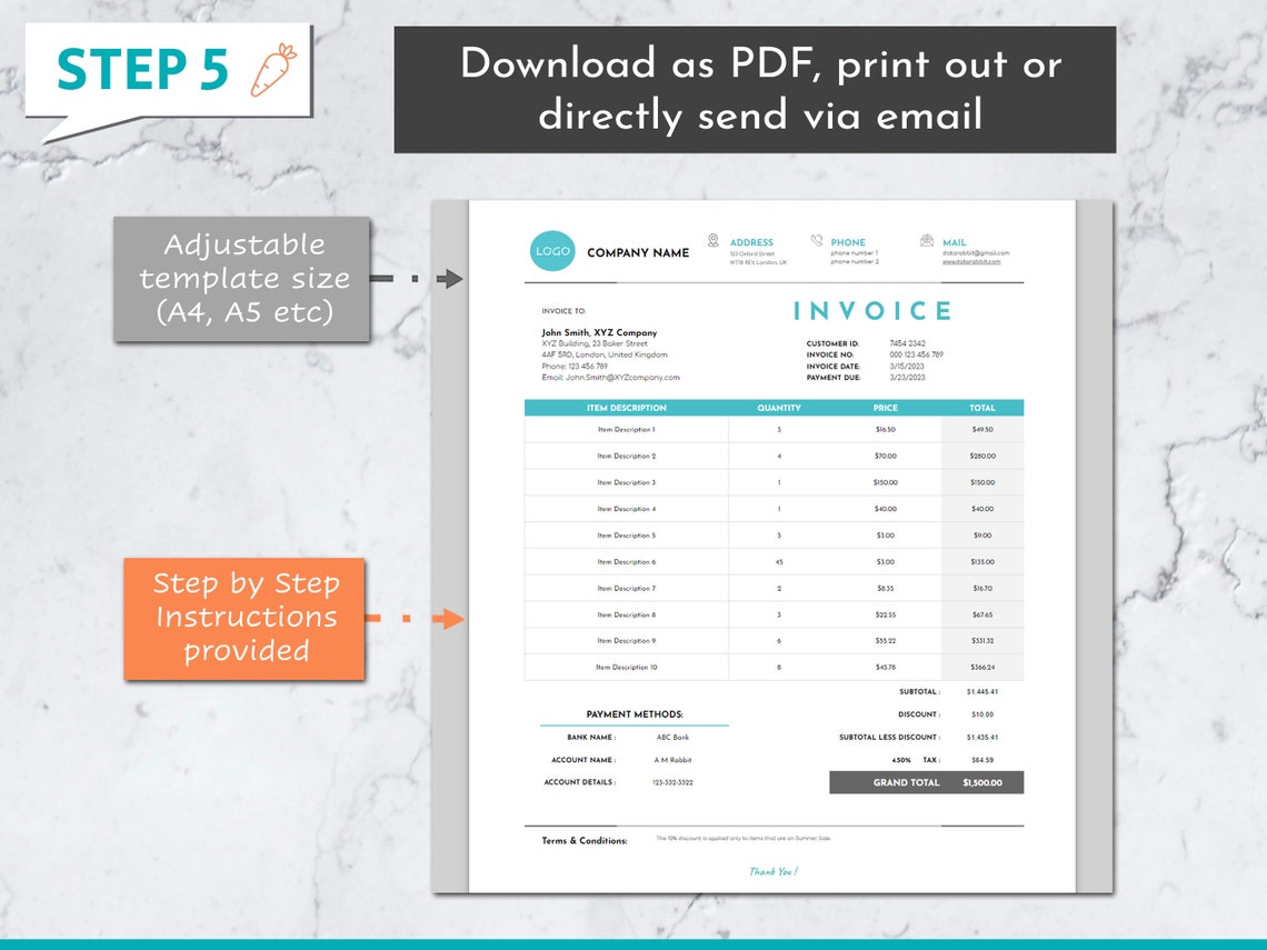 Light Blue Invoice Google Sheets Template | Business Invoice | Order ...