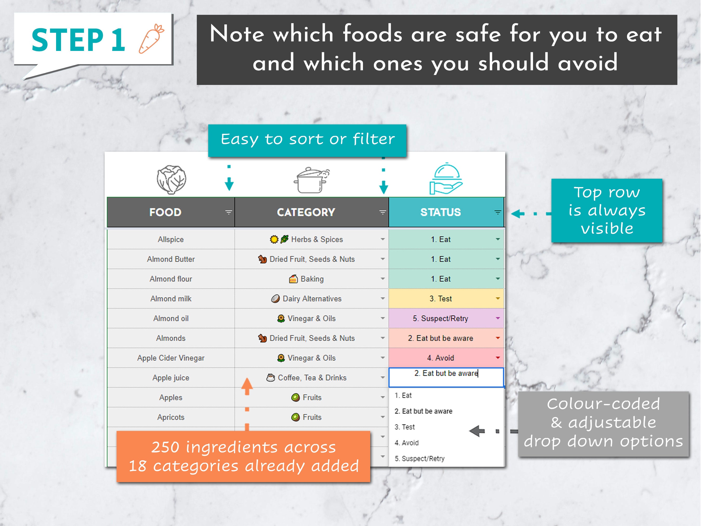 Food Intolerance Tracker Google Sheet Template | Food Allergy Tracker ...