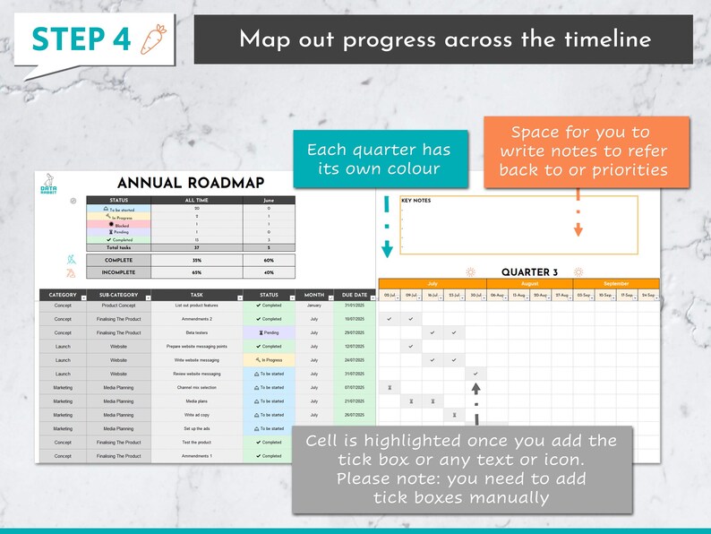 Weekly View 2026 Roadmap Excel Template | Gantt Chart | Project Plan ...