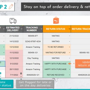Online Shopping Tracker | Editable & Printable Google Sheets Parcel ...