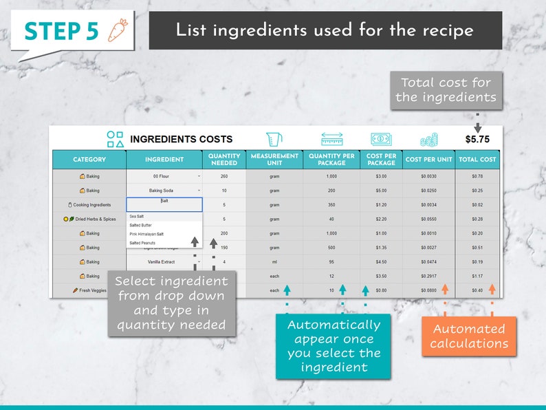 U.S. Recipe Cost, Price & Profit Calculator Google Sheets Template ...