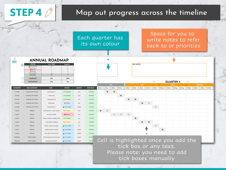 Weekly View Roadmap Template Google Sheets Gantt Chart Template Project Plan Project Schedule ...