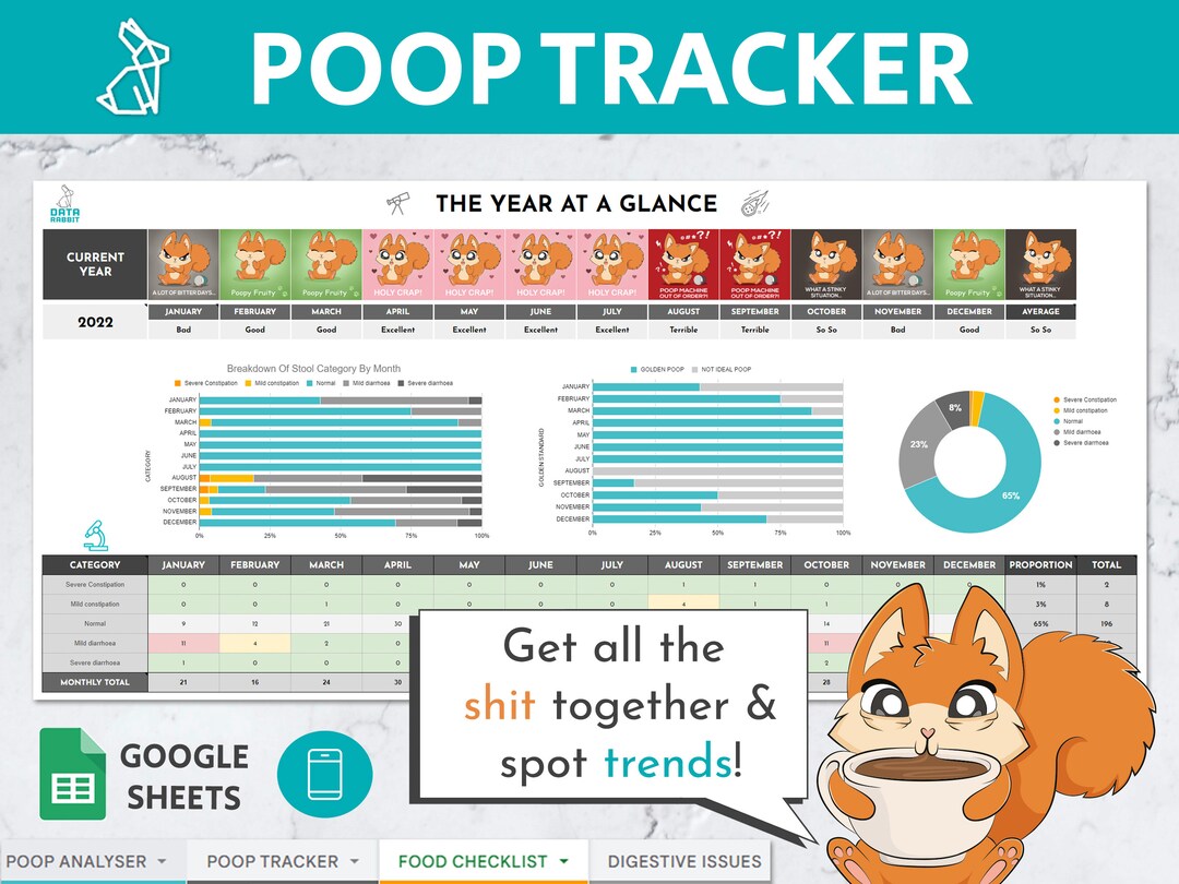 Google Sheets Poop Tracker Poop Log Poop Journal Bowel Movement Food ...