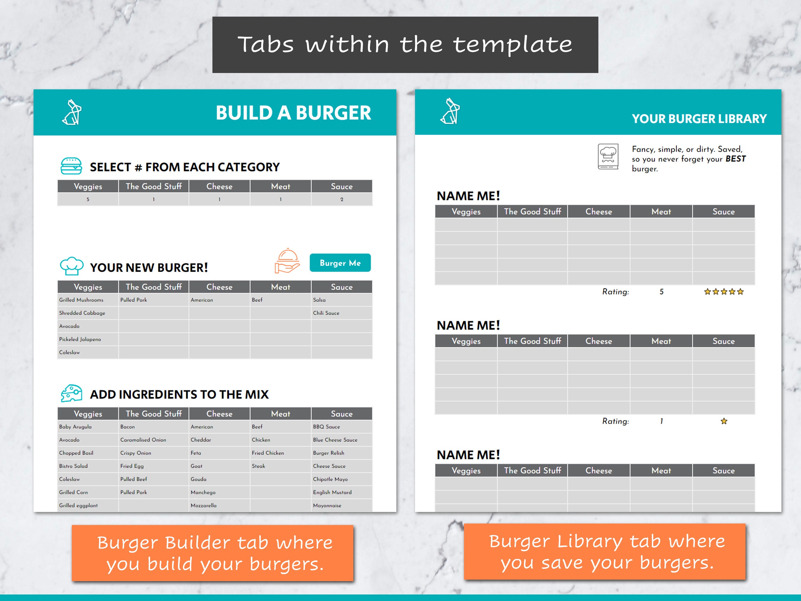 Burger Maker | Burger Builder | Google Sheets Burger Template | Burgers ...