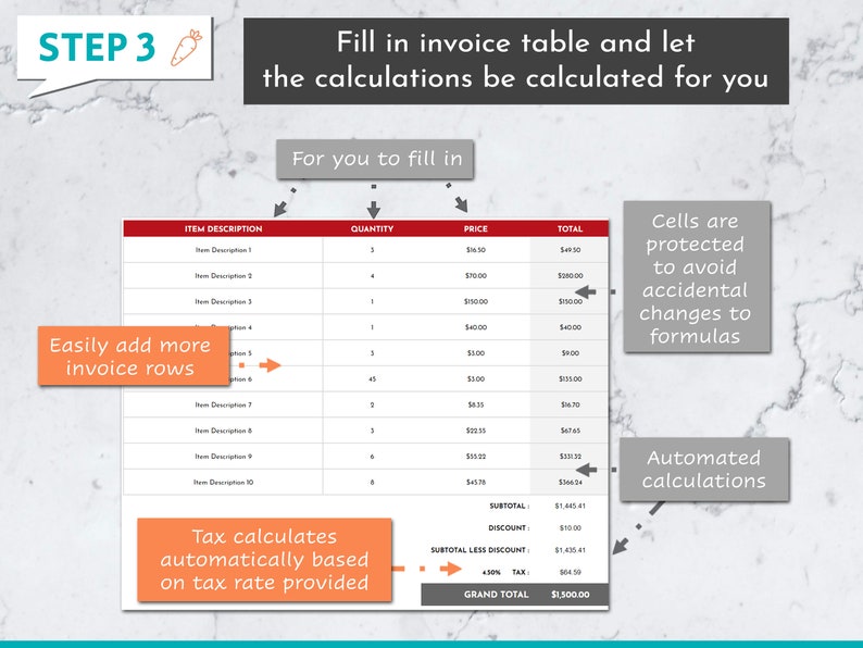 Modern Red Invoice Google Sheets Template | Business Invoice | Order ...