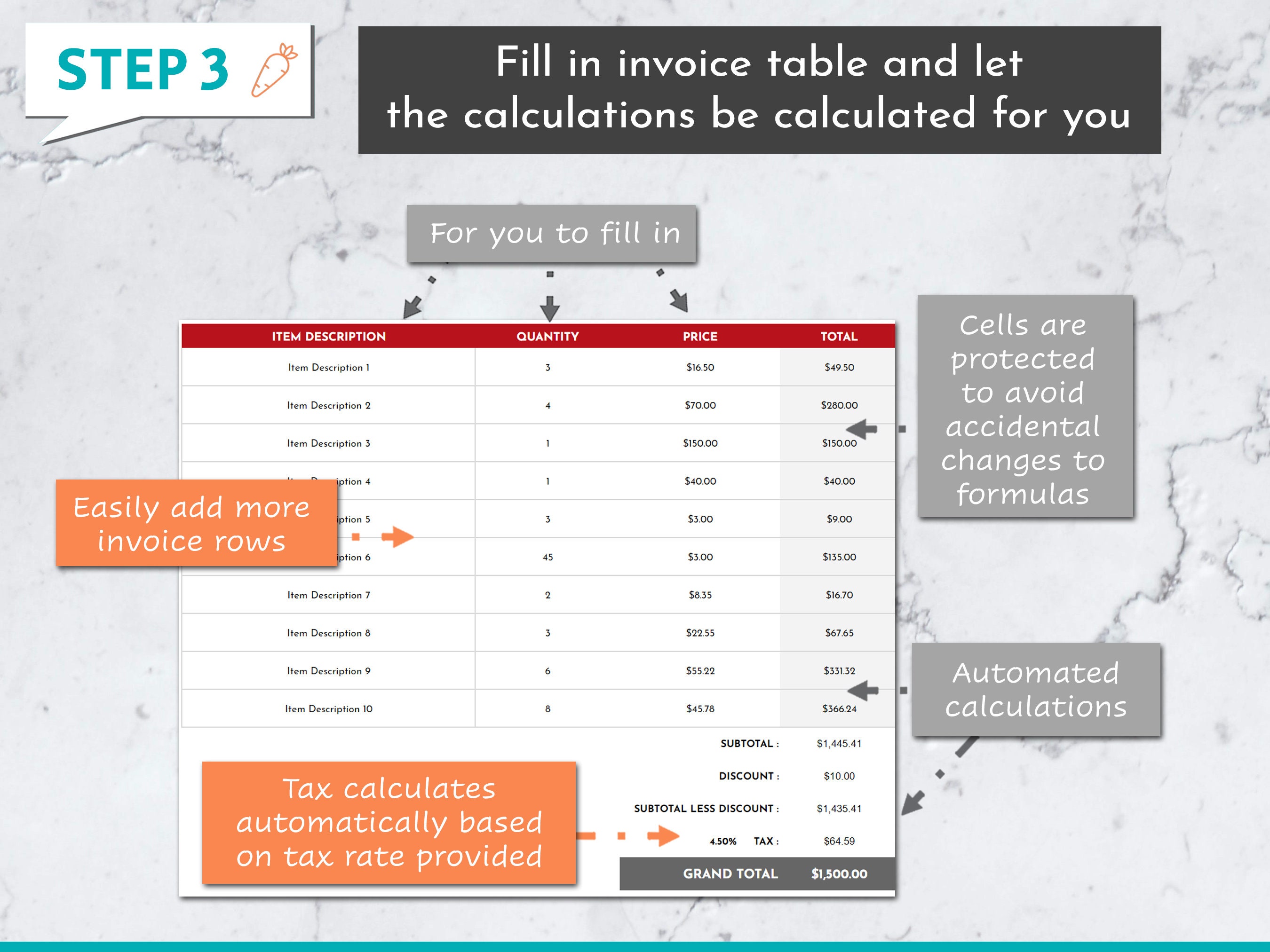 Modern Red Invoice Google Sheets Template | Business Invoice | Order ...