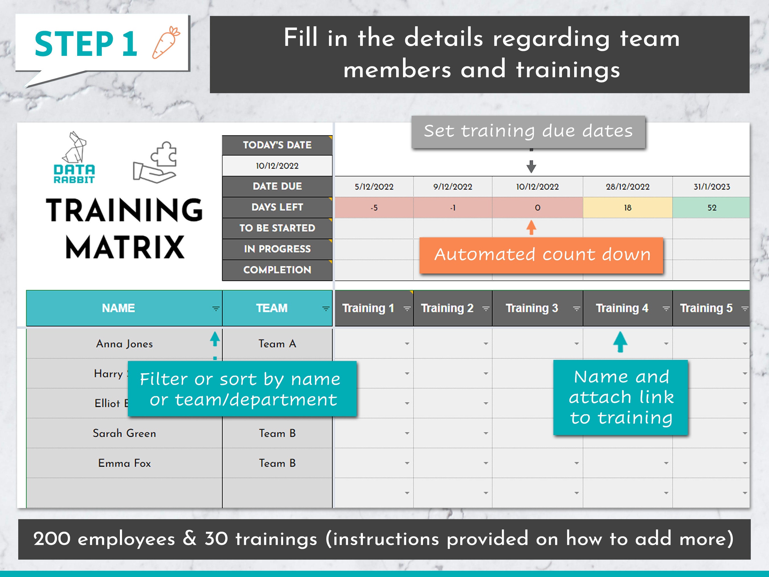 Employee Training Google Sheets Template Training Matrix Skills Matrix ...