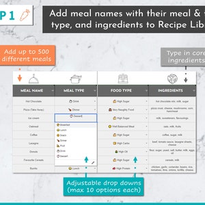 Daily Food Journal Template for Google Sheets | Food Diary | Food ...