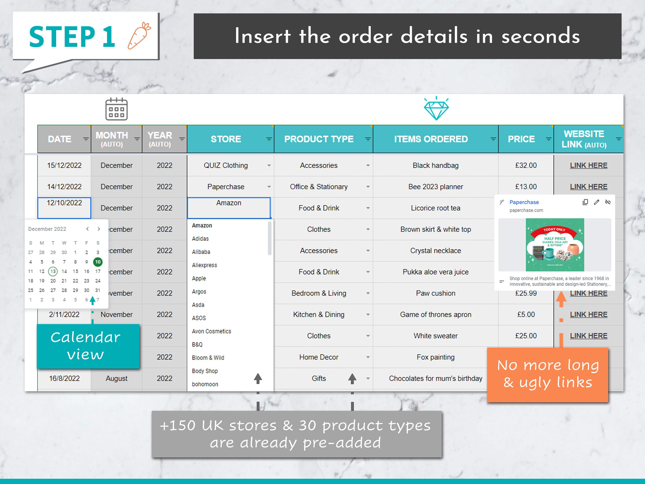 Online Shopping Tracker | Editable & Printable Google Sheets Parcel ...