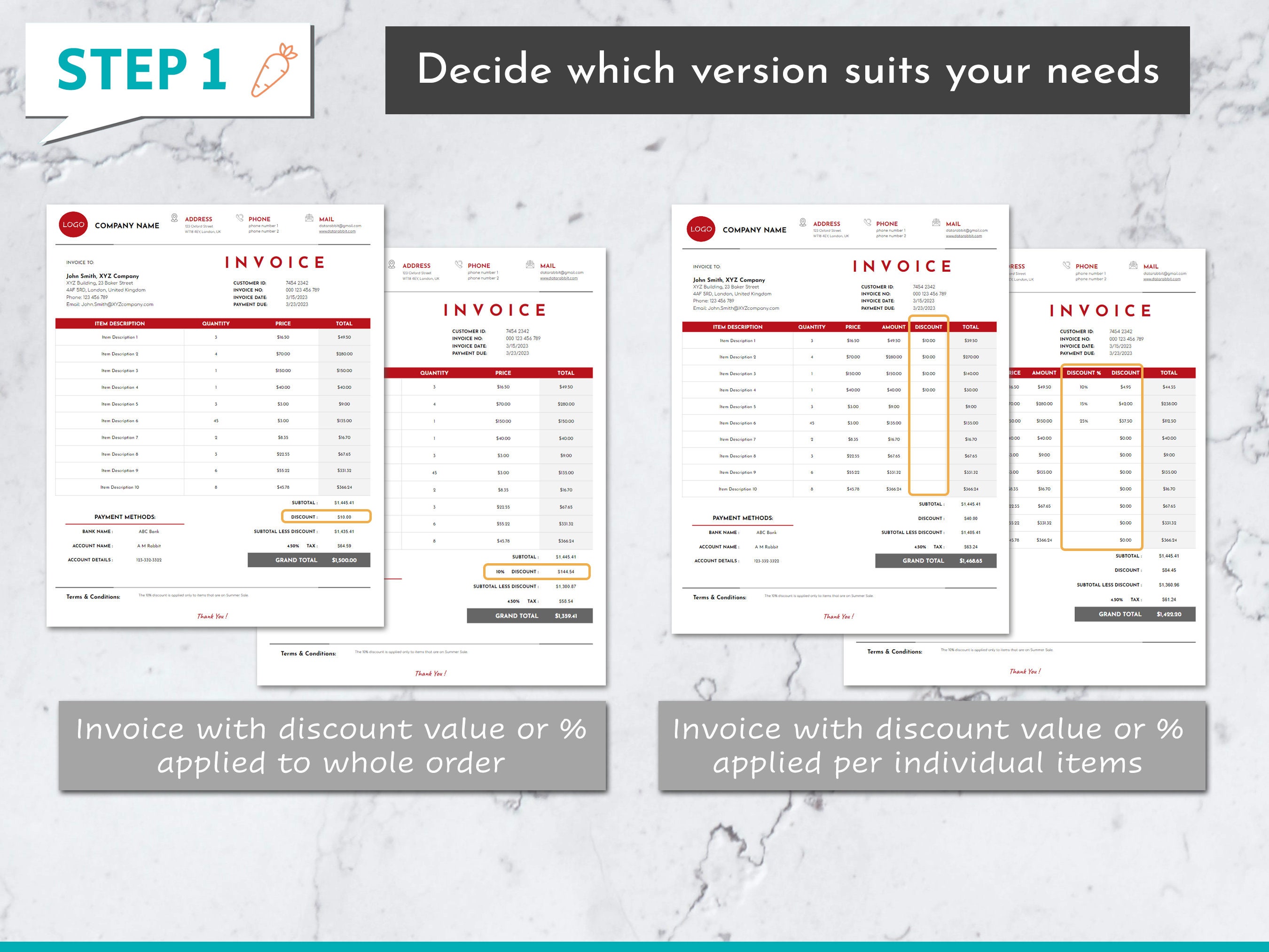Modern Red Invoice Google Sheets Template | Business Invoice | Order ...