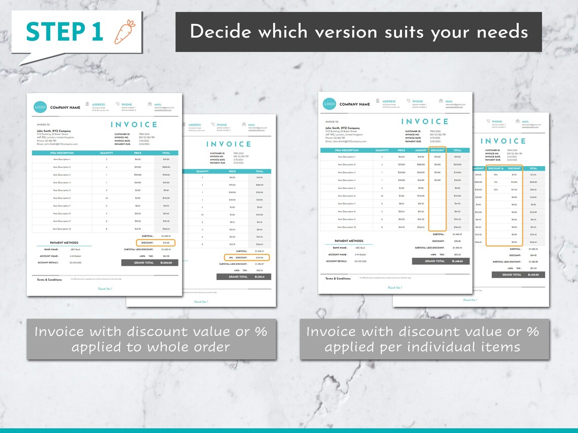 Light Blue Invoice Google Sheets Template | Business Invoice | Order ...