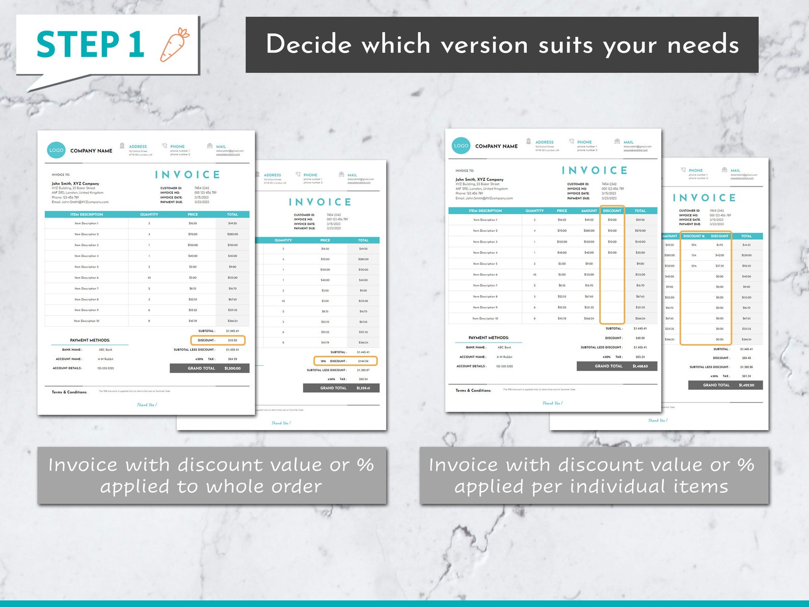 Light Blue Invoice Google Sheets Template | Business Invoice | Order ...