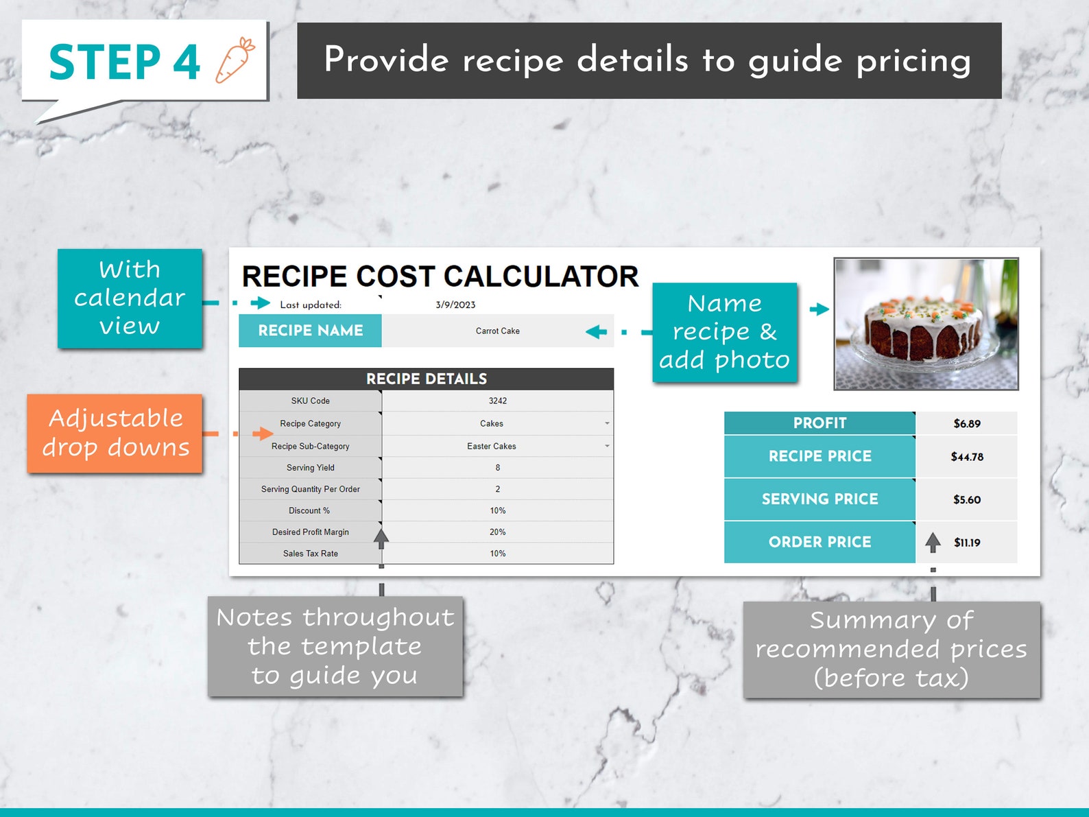 U.S. Recipe Cost, Price & Profit Calculator Google Sheets Template ...