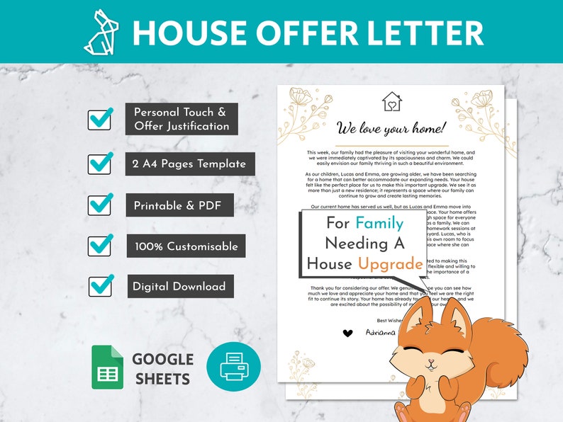 Home Offer Letter Template for Family House Upgrade | House Offer ...
