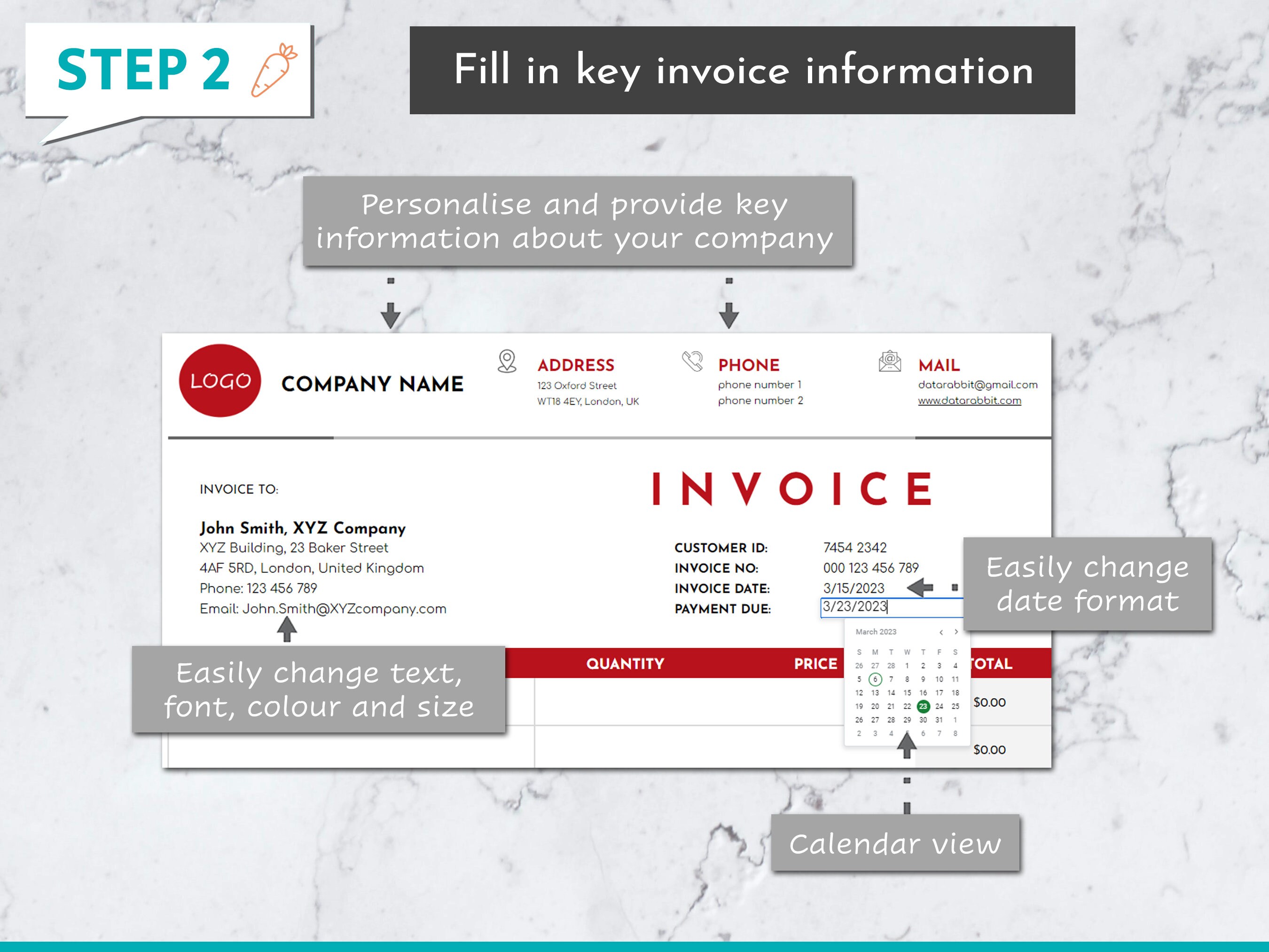 Modern Red Invoice Google Sheets Template | Business Invoice | Order ...
