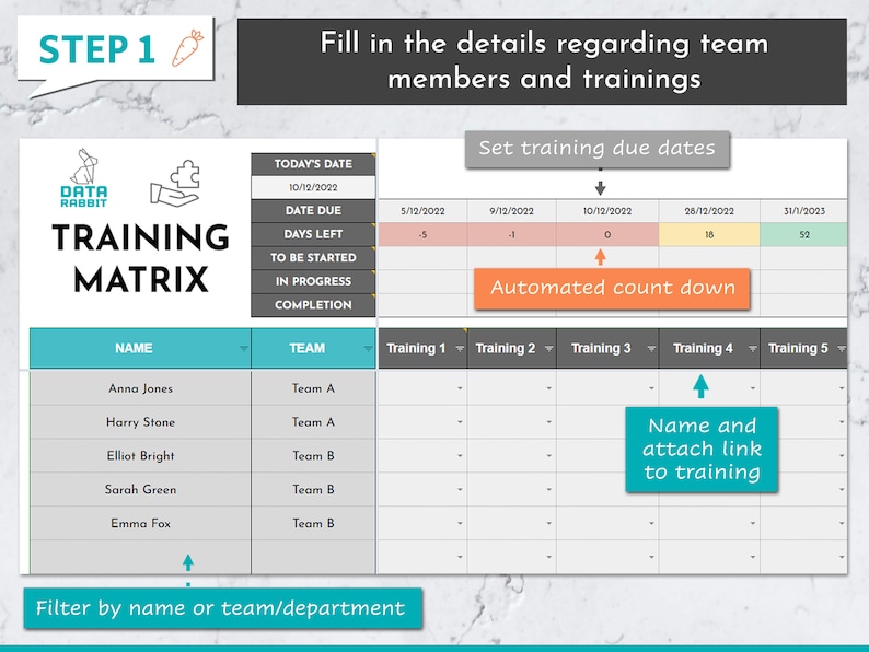 Employee Training Google Sheets Template Training Matrix - Etsy