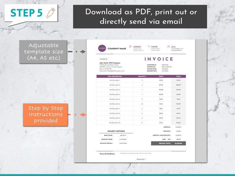 Purple Invoice Google Sheets Template | Business Invoice | Order Form ...