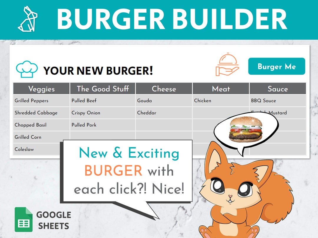 Burger Maker | Burger Builder | Google Sheets Burger Template | Burgers ...