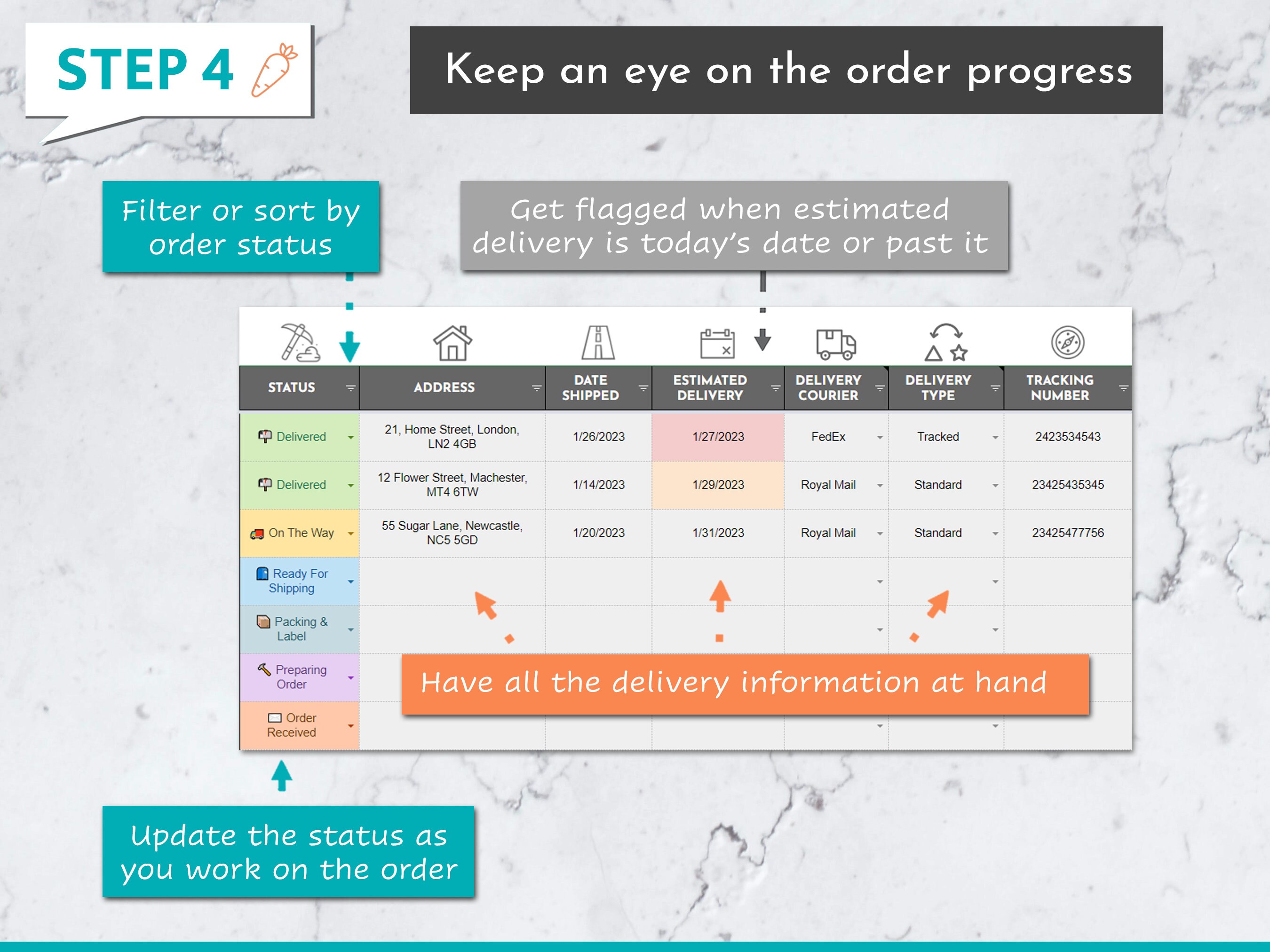 Order Fulfilment Tracker Google Sheets Template for Small Businesses ...