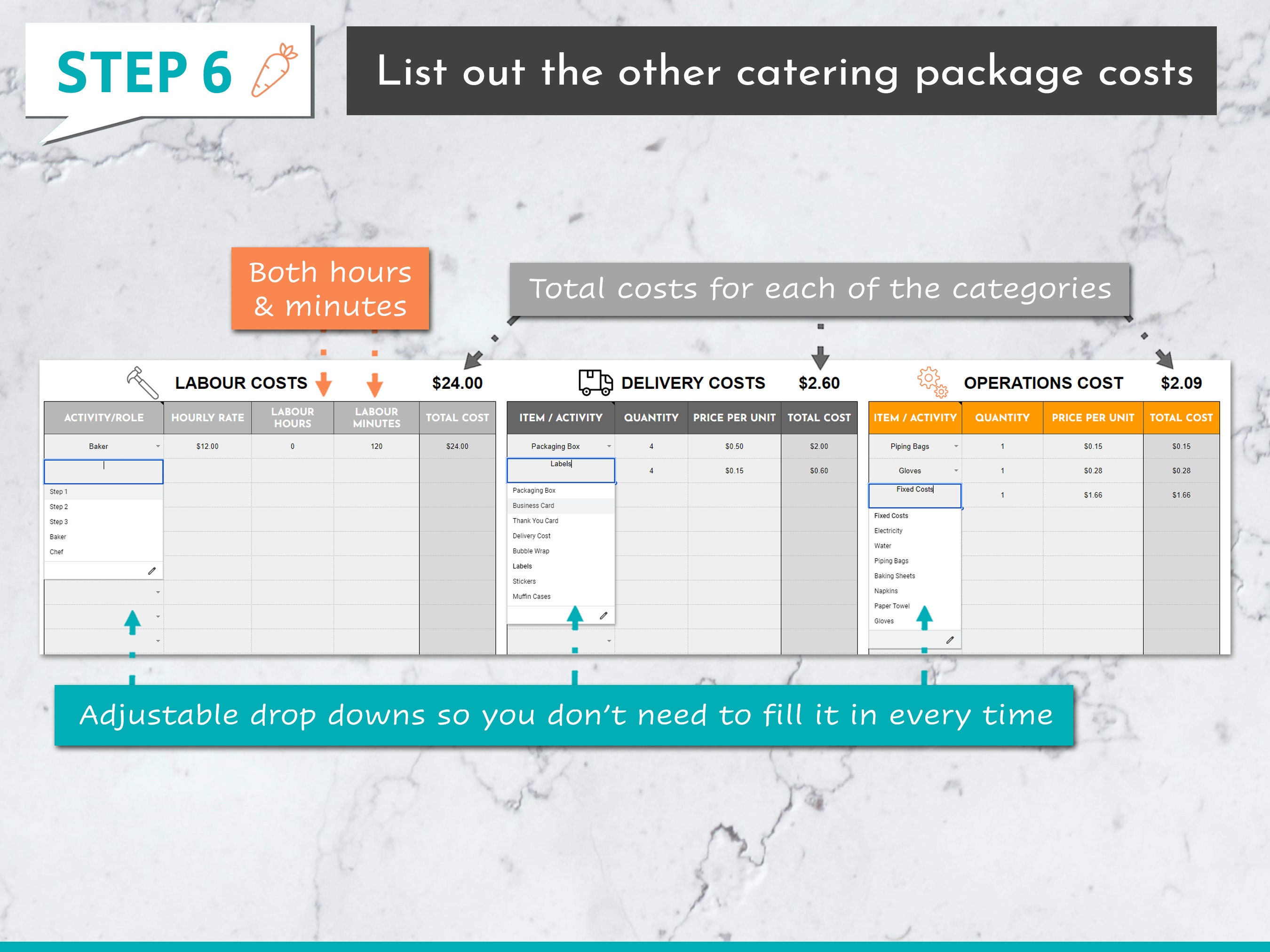 Catering Package Cost, Price & Profit Calculator U.S Version | Google ...