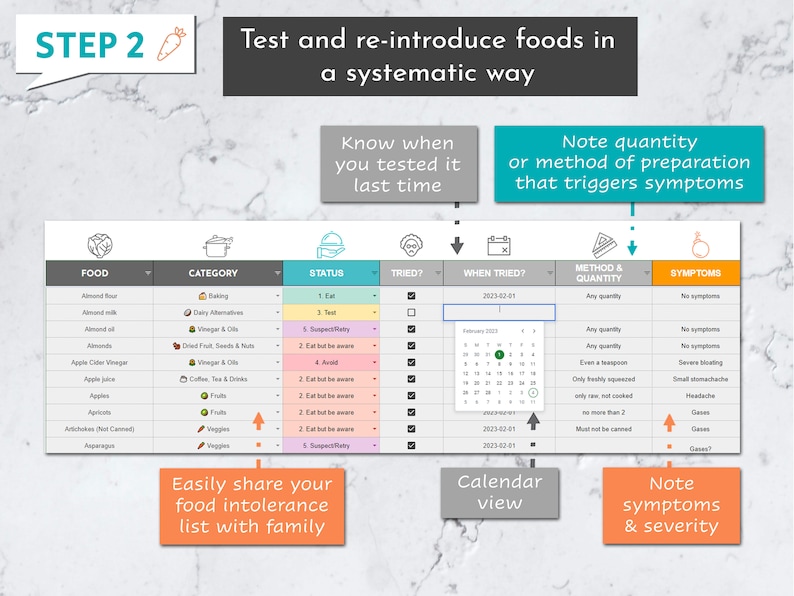 Food Intolerance Tracker Google Sheet Template | Food Allergy Tracker ...