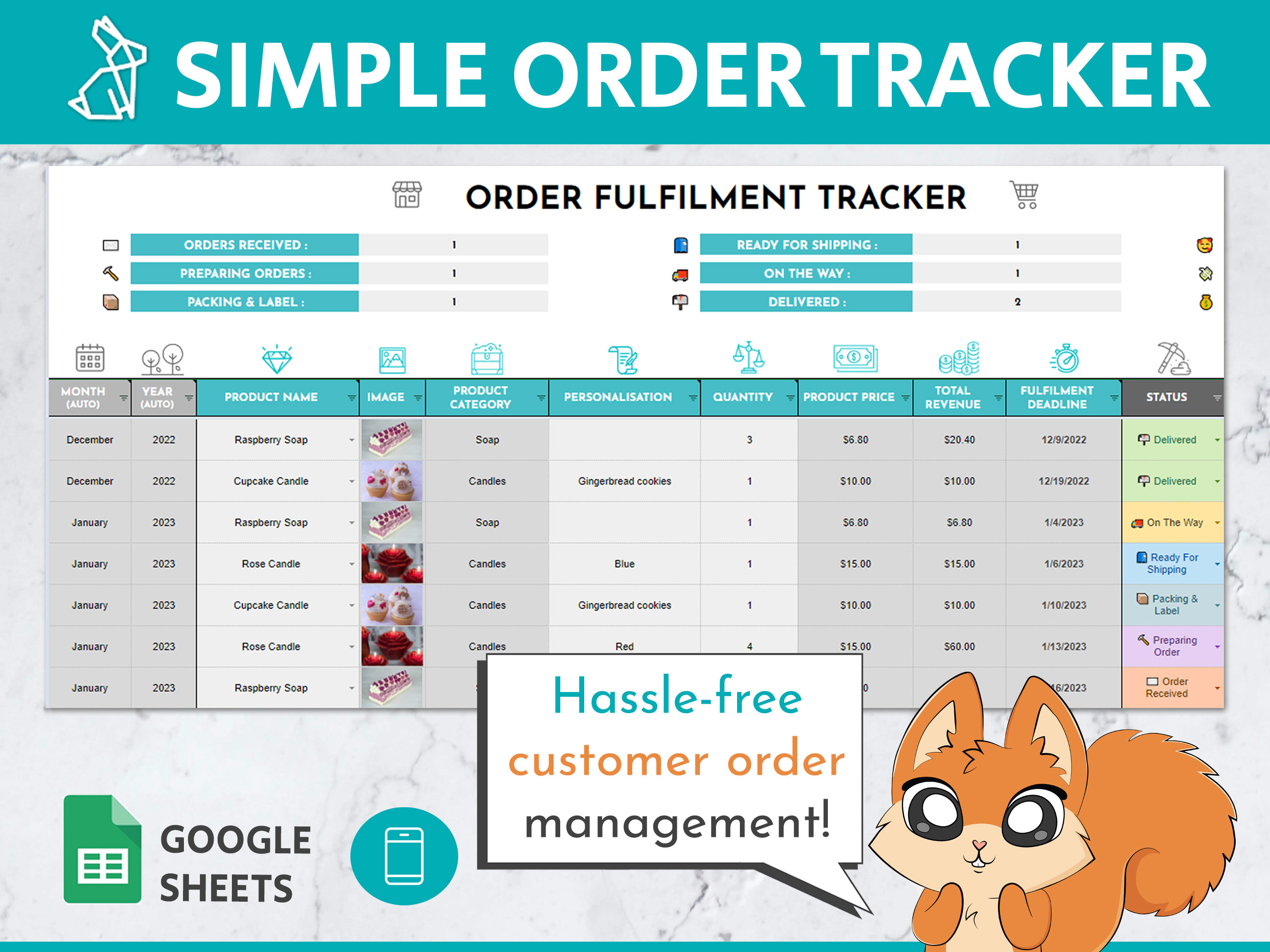 Order Fulfilment Tracker Google Sheets Template for Small Businesses ...
