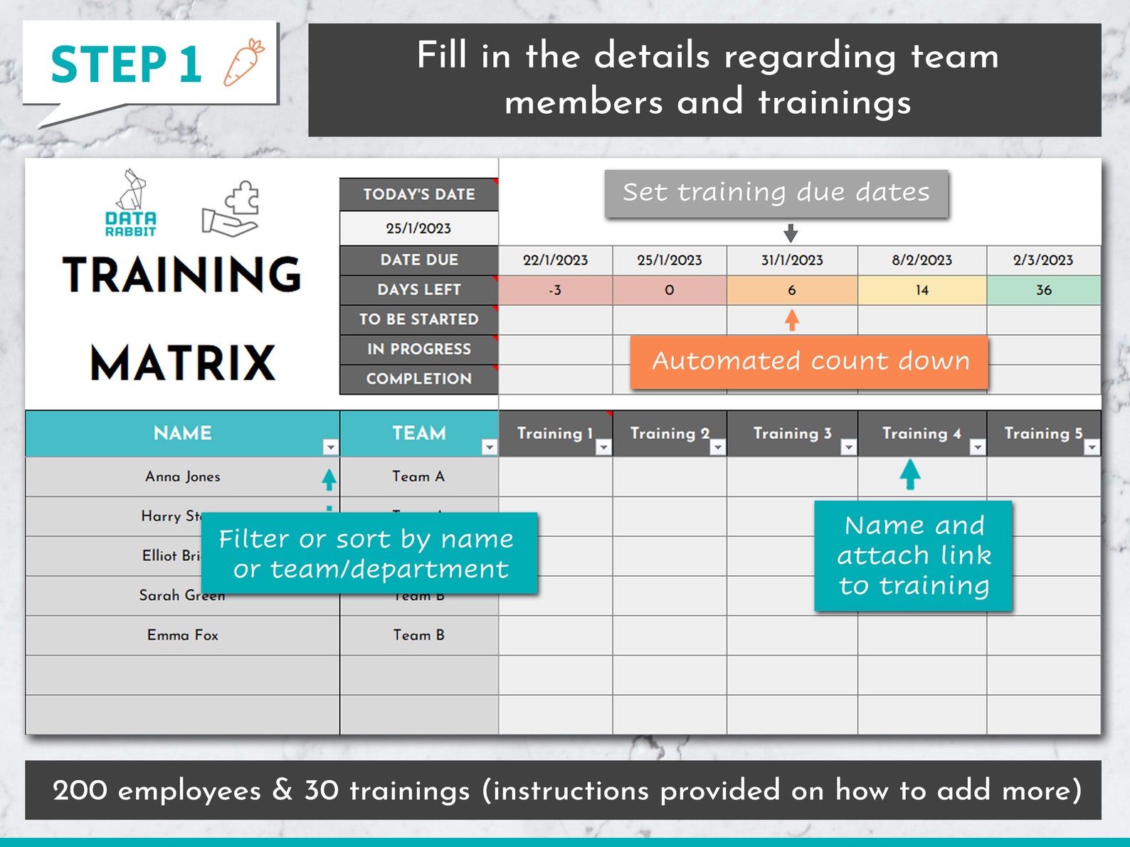 Employee Training Excel Template | Training Matrix | Skills Matrix ...