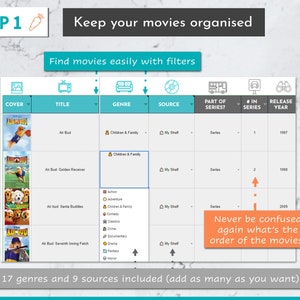 Movie Tracker Google Sheet | Movie Journal | Movie Planner | Movie Log ...