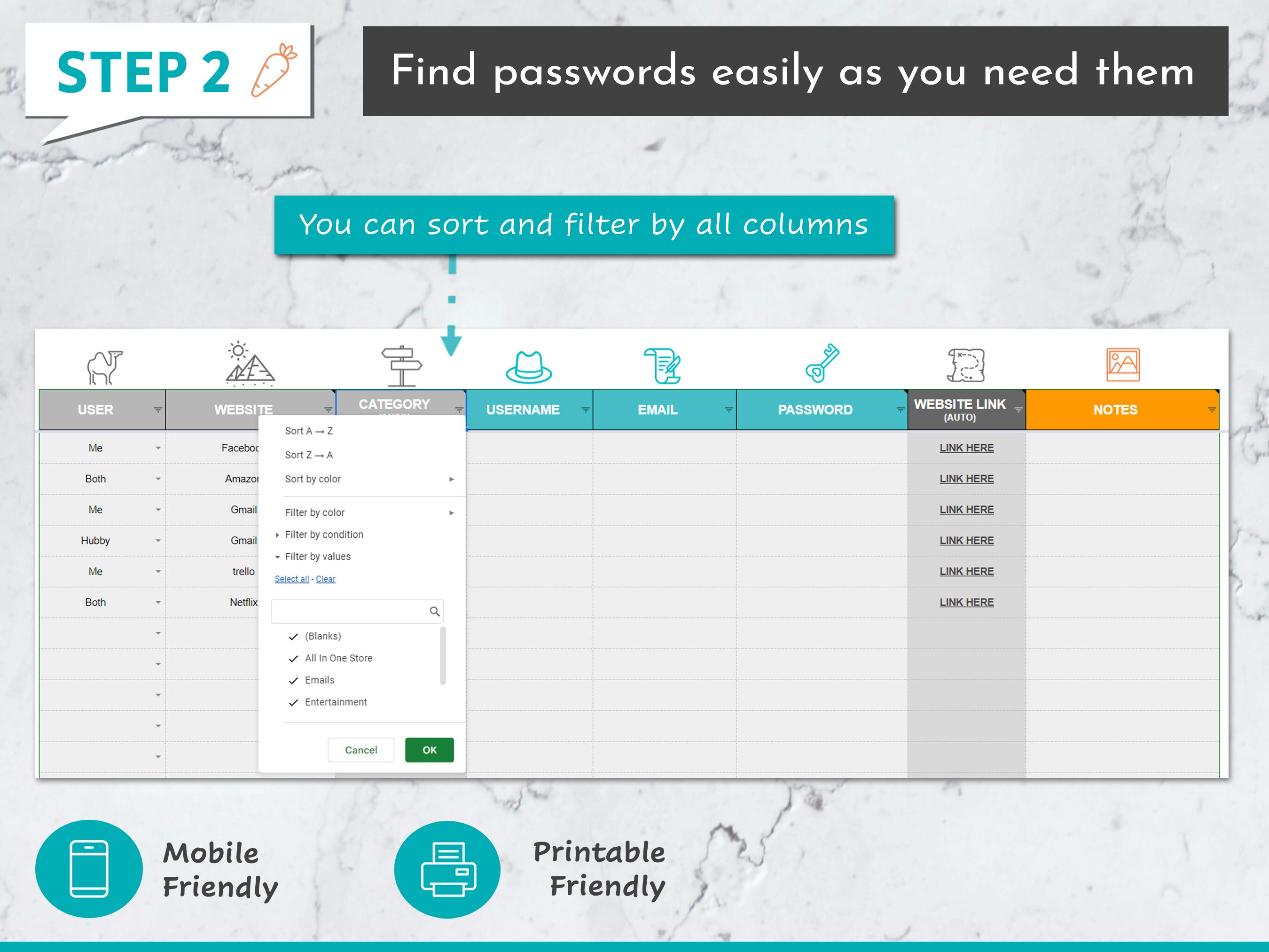 Password Manager Google Sheets Template Password Log Login Tracker ...