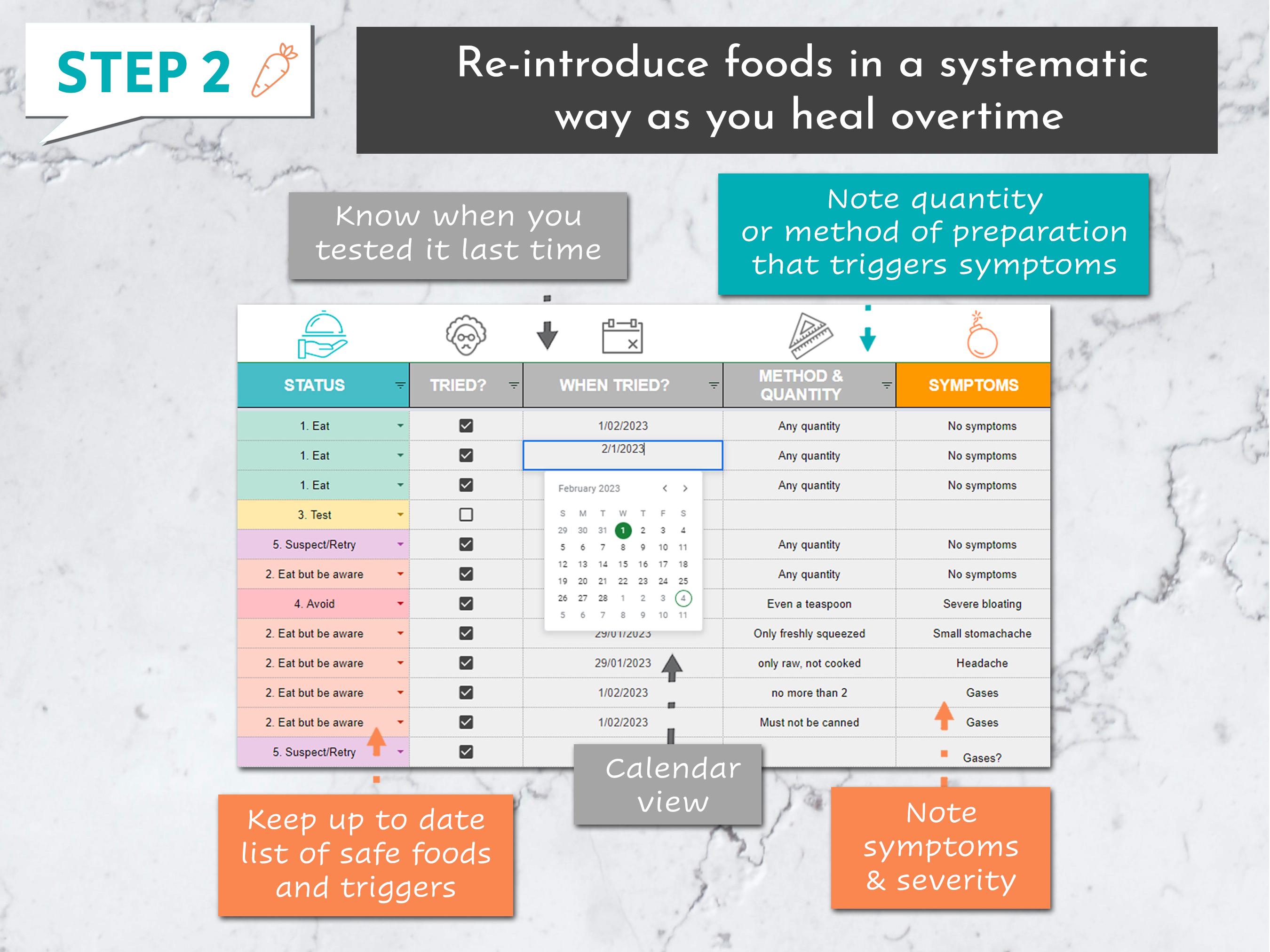 GERD Food Tracker Google Sheet Template | GERD Diet | Gerd Food Chart ...