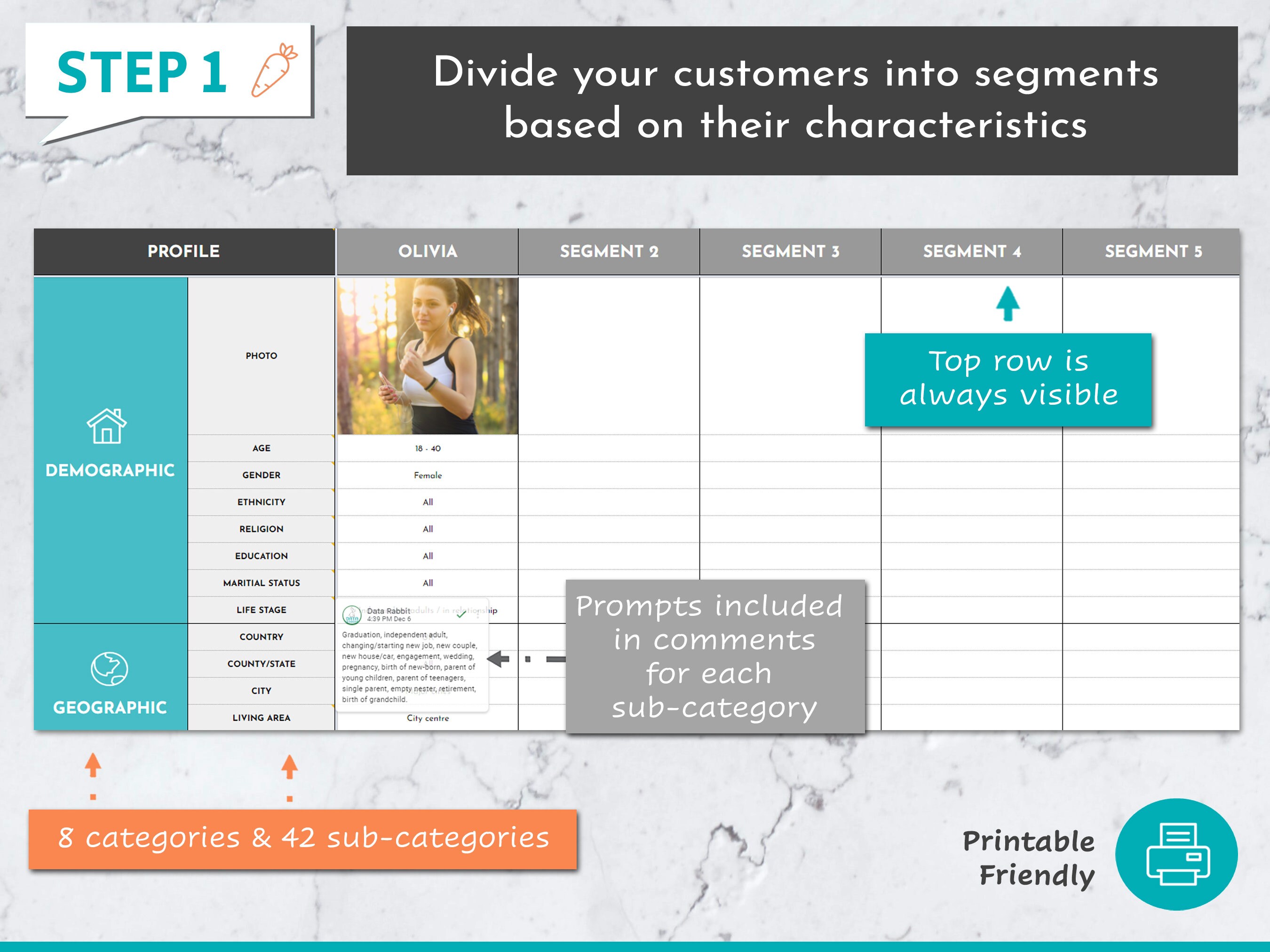 Target Audience Google Sheets Template | Target Market | Marketing Plan ...