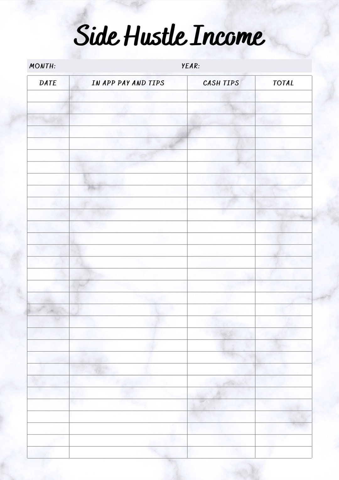 Printable Digital Side Hustle Income, Printable Digital Side Hustle ...