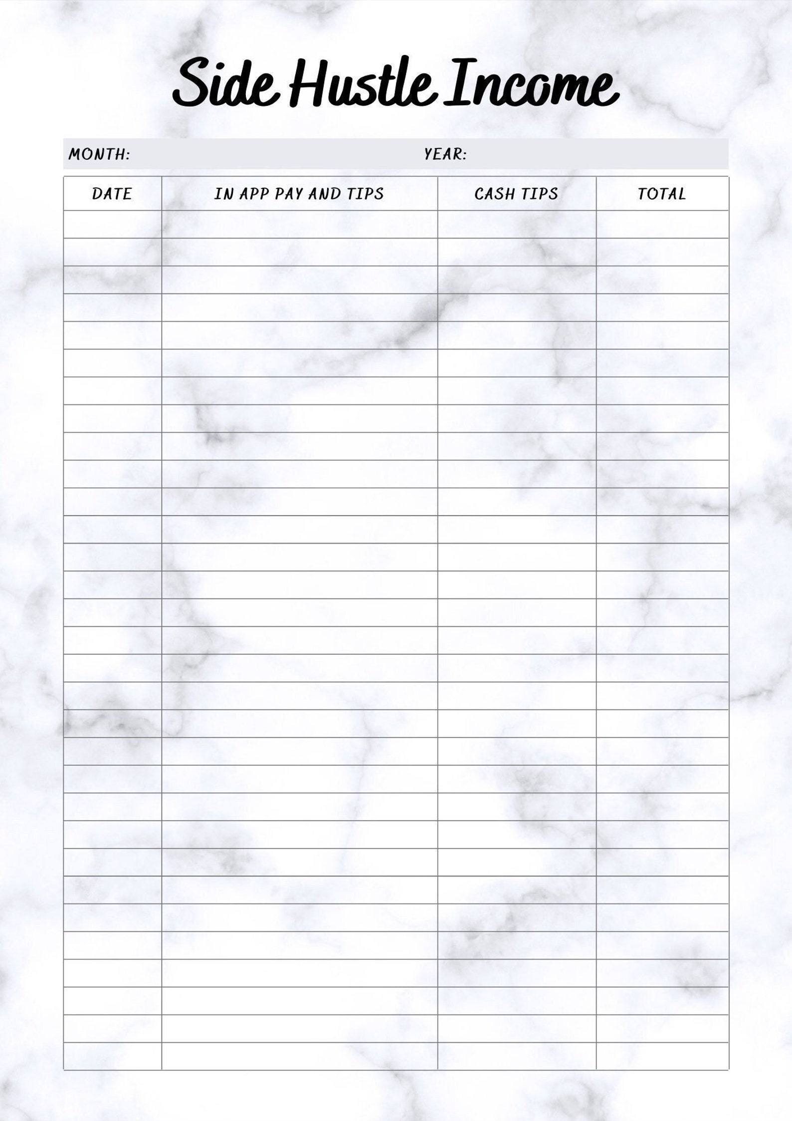 Printable Digital Side Hustle Income, Printable Digital Side Hustle ...