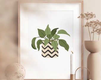 Boho Potted Plant Print, House Plant on a Window Boho Botanical, Sun ...