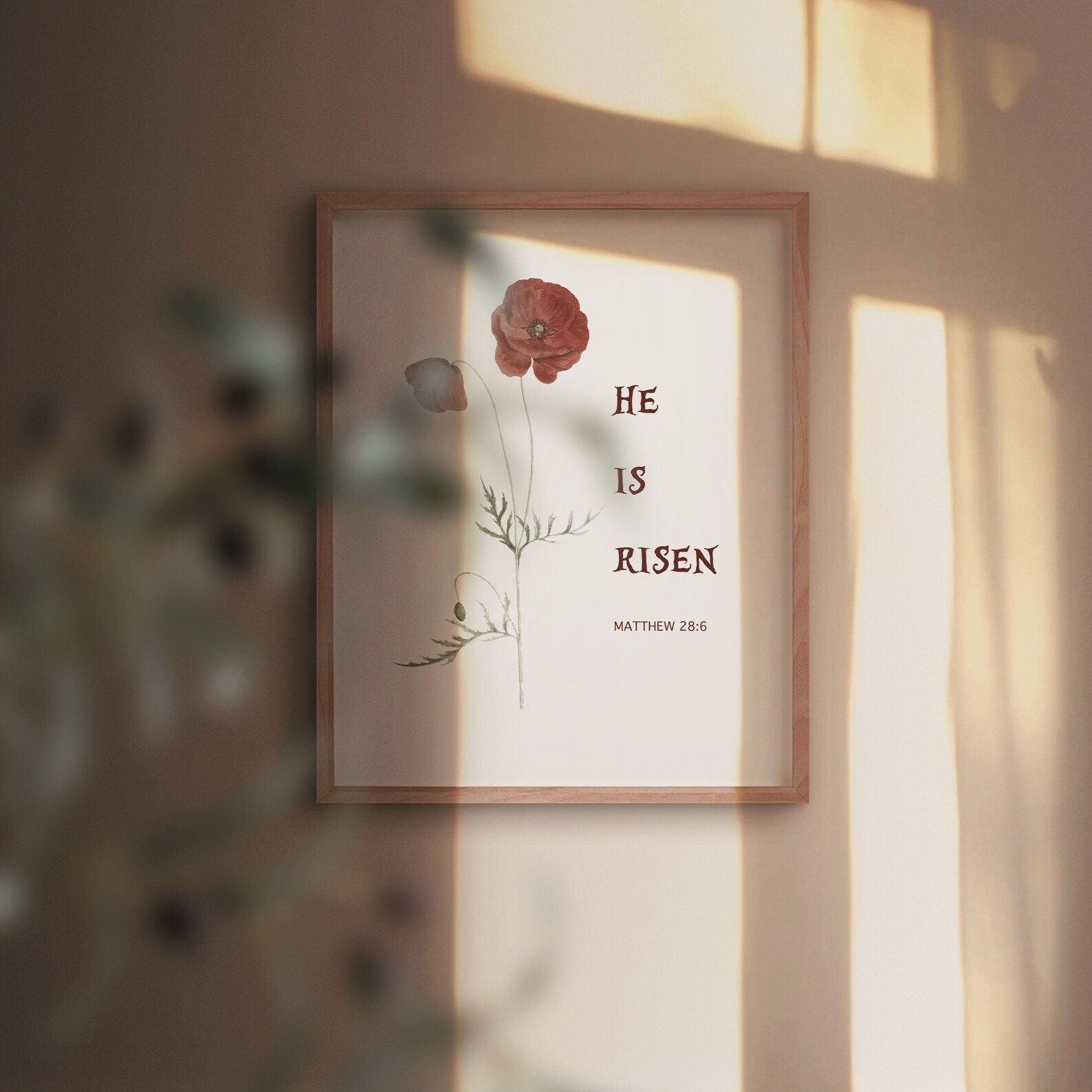 He is Risen, Easter Wall Art, Minimalist Art, Matthew 28:6 Print ...