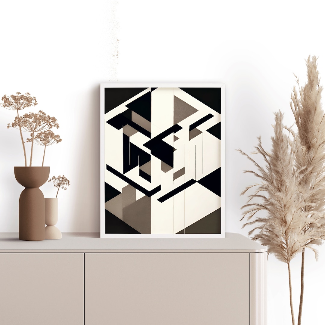 Abstract Geometric Wall Art, Printable Mid Century Modern Art Print ...