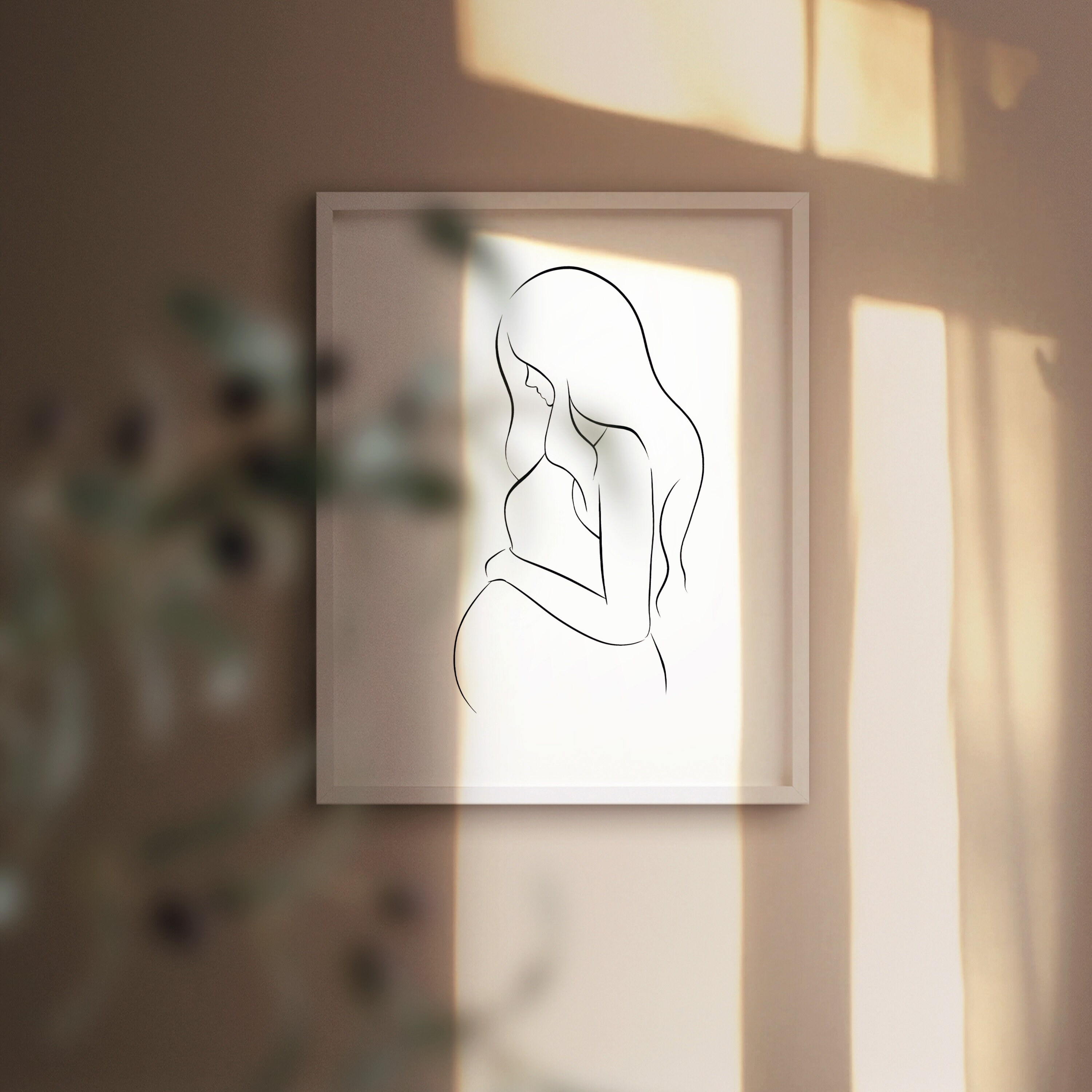 Line Baby Nursery Wall Art, Baby Room Wall Decor, Pregnant Woman, One ...