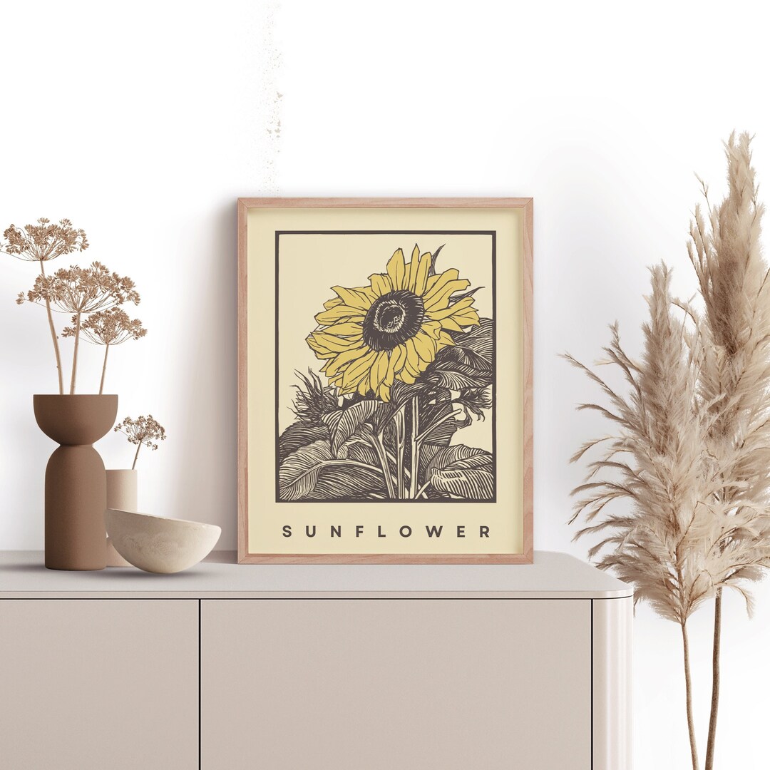 Sunflower Wall Art Print, Flower Poster, Sunflower Poster, Sunflower ...