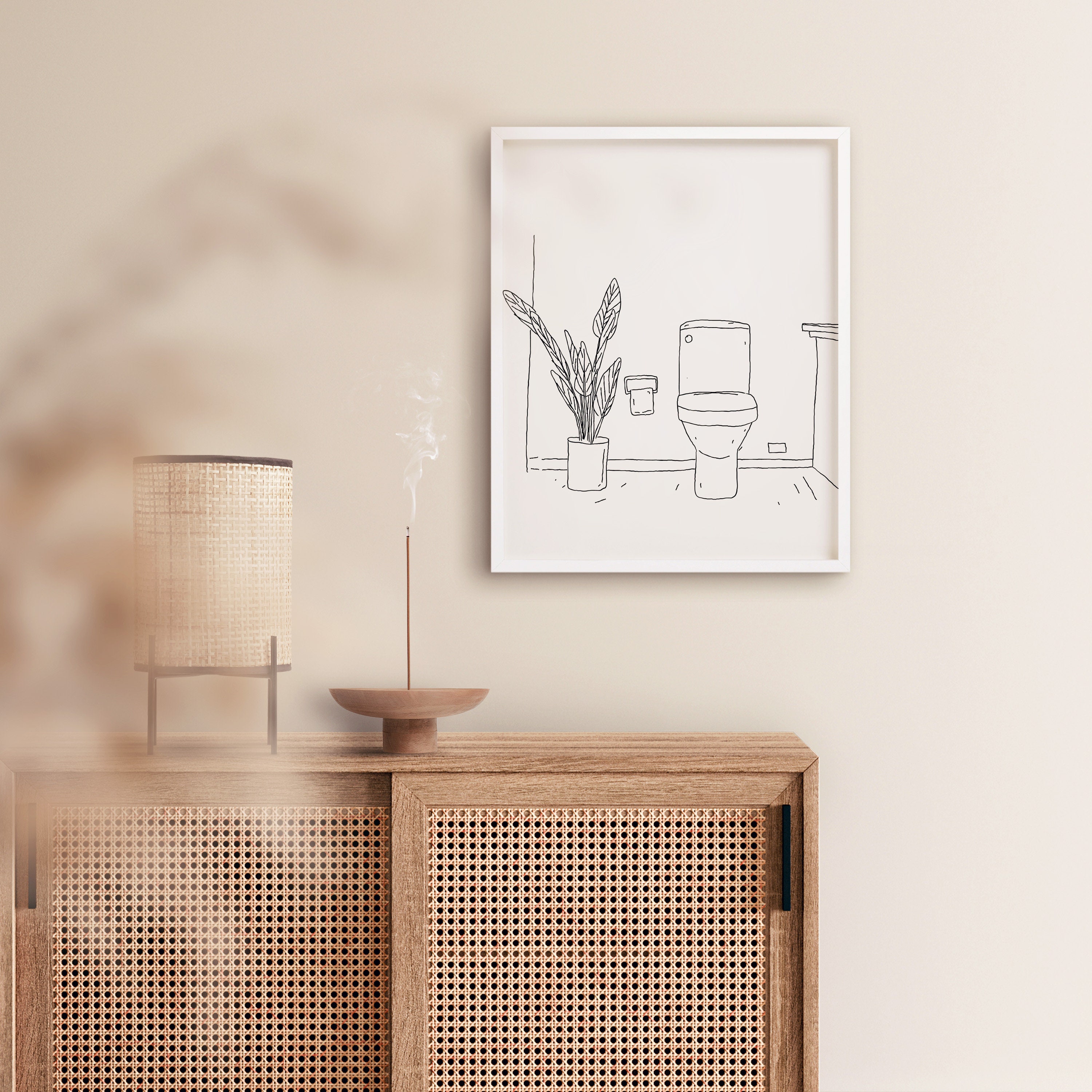 Bathroom Wall Art Line Drawing Printable, Minimalist Bathroom Decor ...