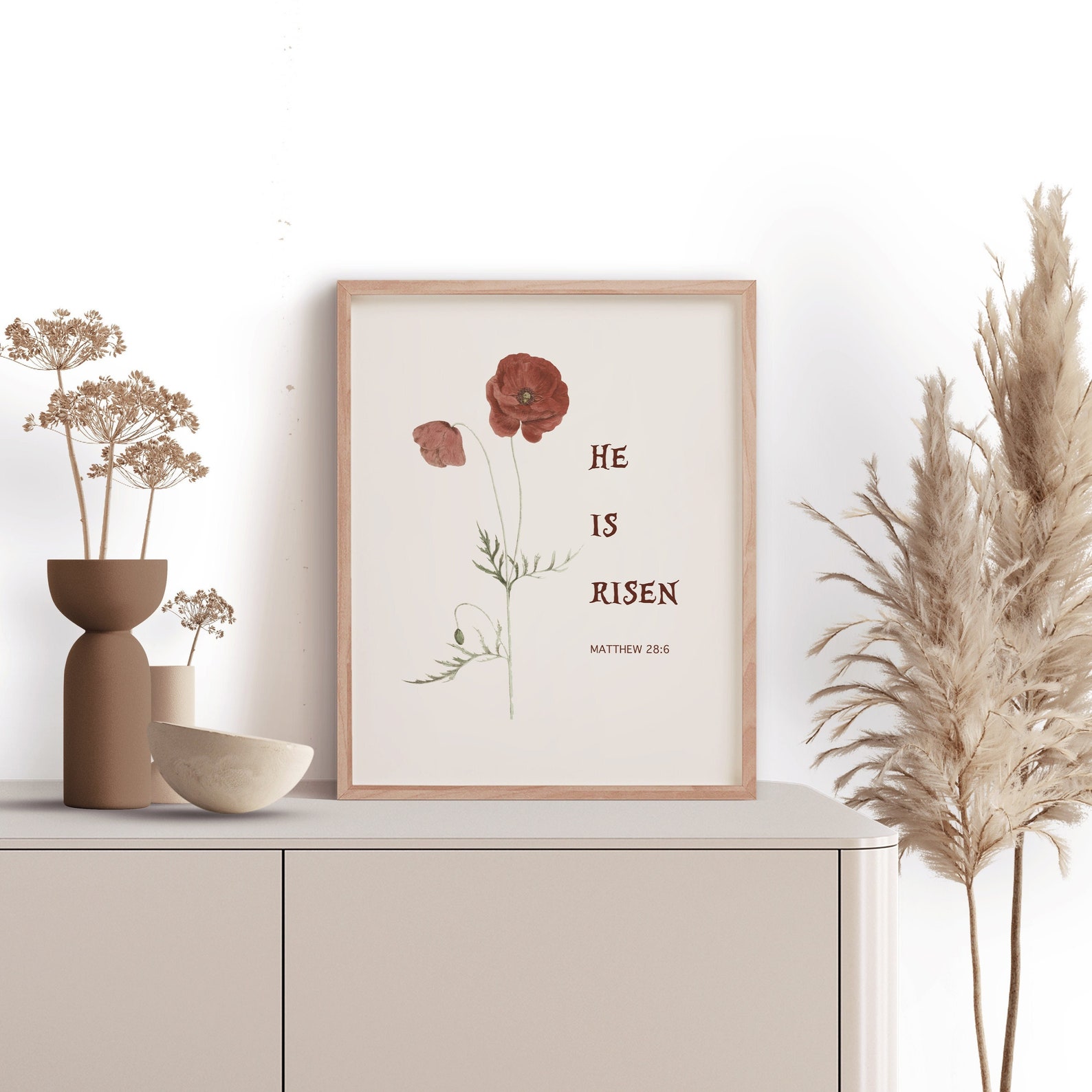 He is Risen, Easter Wall Art, Minimalist Art, Matthew 28:6 Print ...