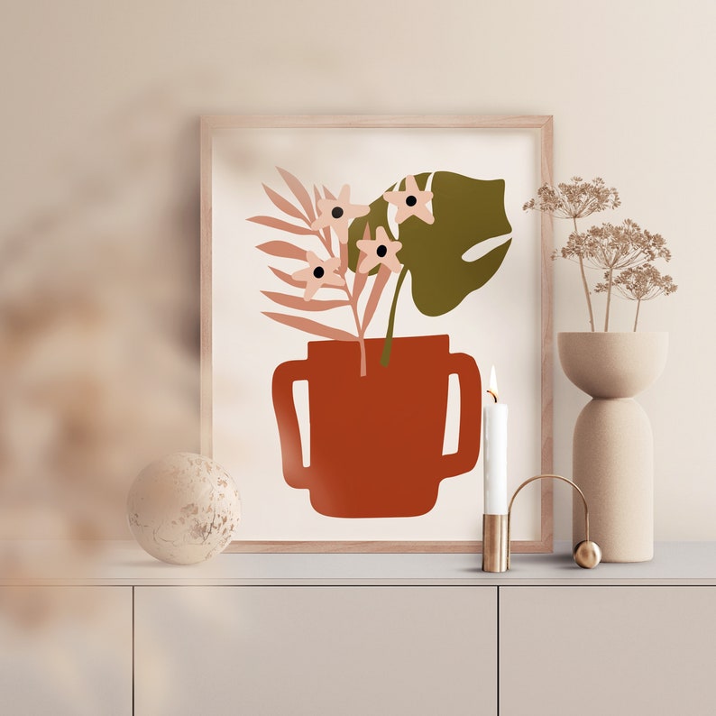 Vase Printable, Flower Print, Flower Abstract Art, Boho Print ...