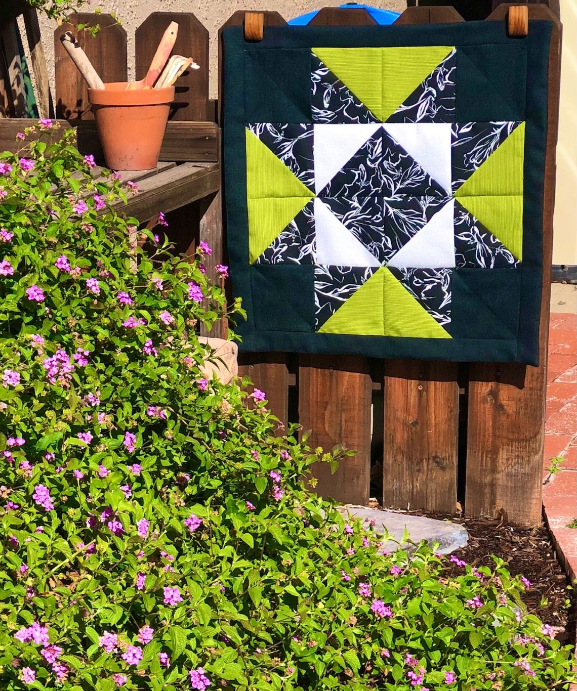 Garden Star Outdoor Quilt Pattern Mini Quilt Wall Hanging pdf Download ...