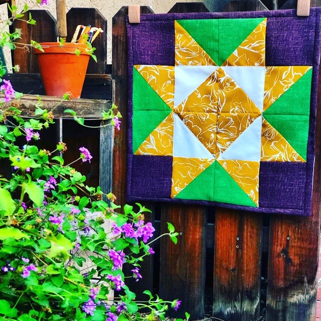 Garden Star Outdoor Quilt Pattern Mini Quilt Wall Hanging pdf Download ...