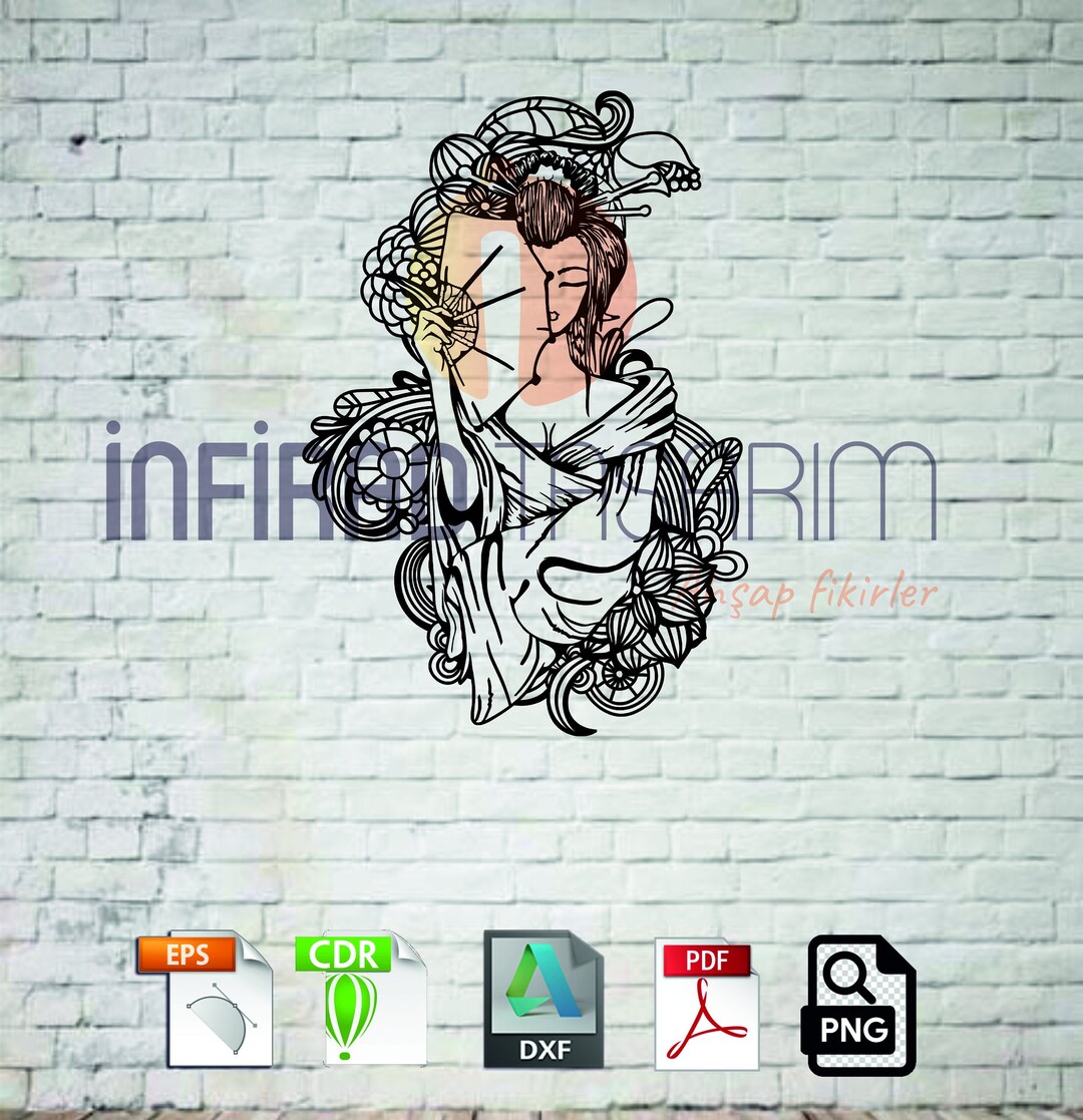 Geisha 2 Decor Laser Cut, Dxf, CNC Cutting, CNC Router, Digital, Vector ...